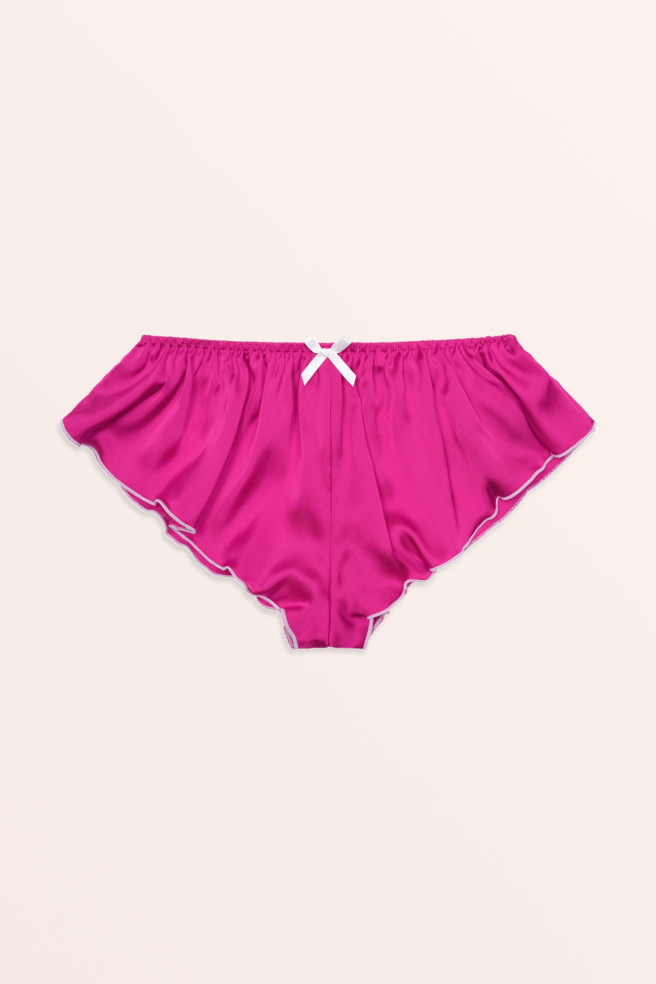 Satin Low Rise French Knickers Hot Pink White Trim BlackButterfly
