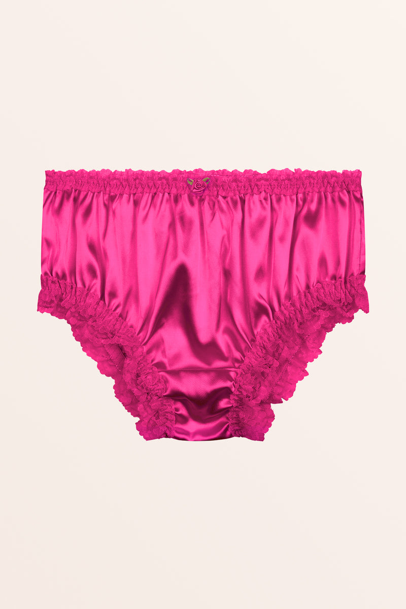 Satin Frilly Lace French Knickers - Hot Pink – BlackButterfly