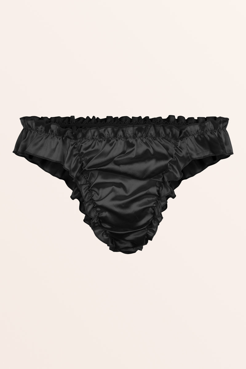 String en Satin Frou-frou Taille Basse - Noir – BlackButterfly