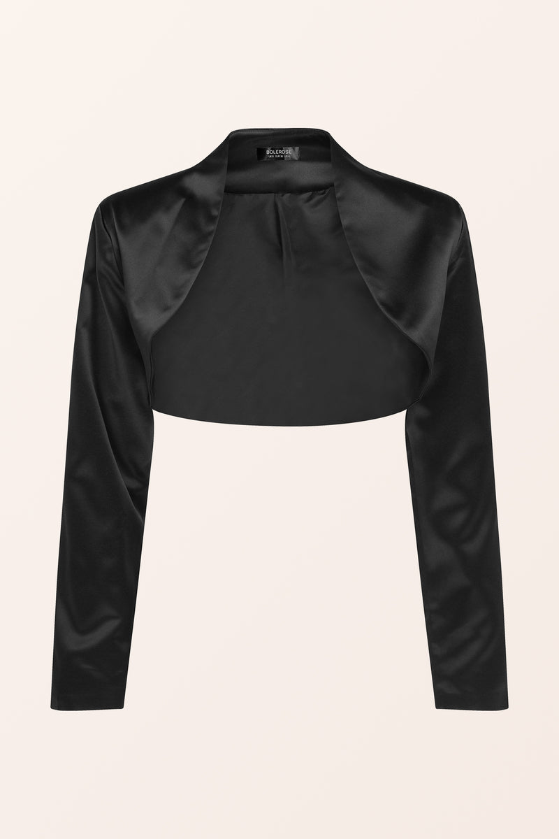 Torera satinada con mangas largas - Negro – BlackButterfly