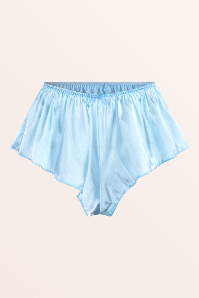 Satin Fluted French Knickers - Baby Blue – BlackButterfly