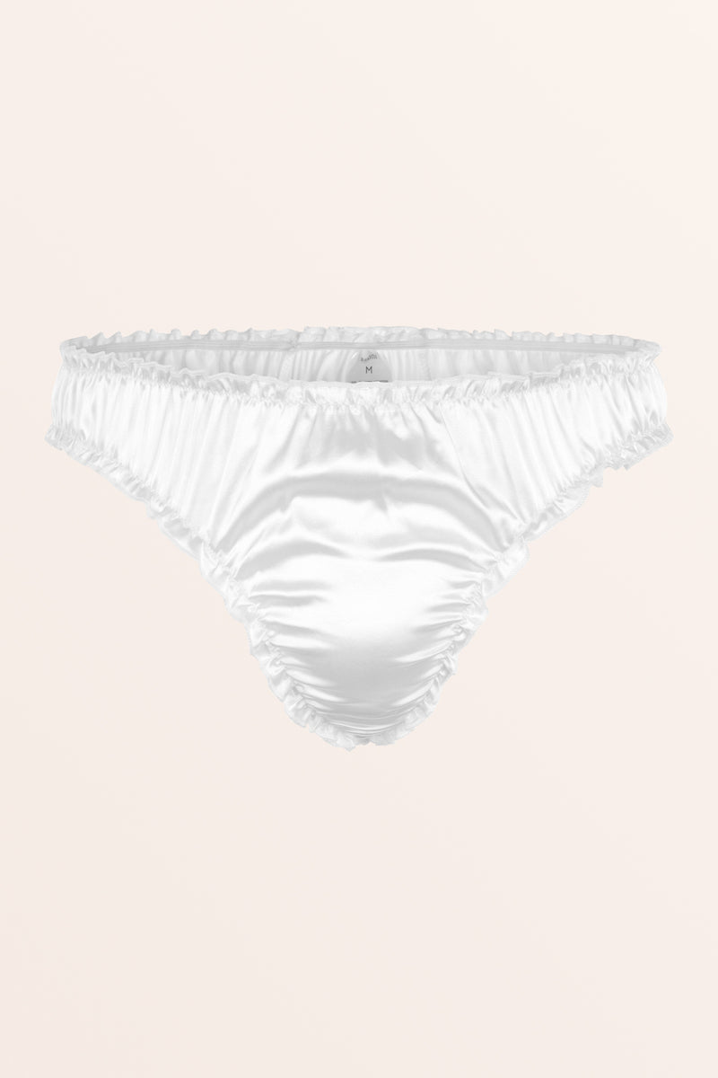 Satin Tanga Thong - White – BlackButterfly