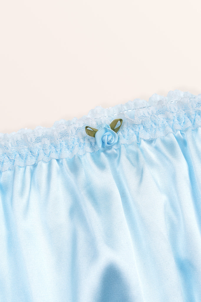Satin Frilly Lace French Knickers - Baby Blue – BlackButterfly