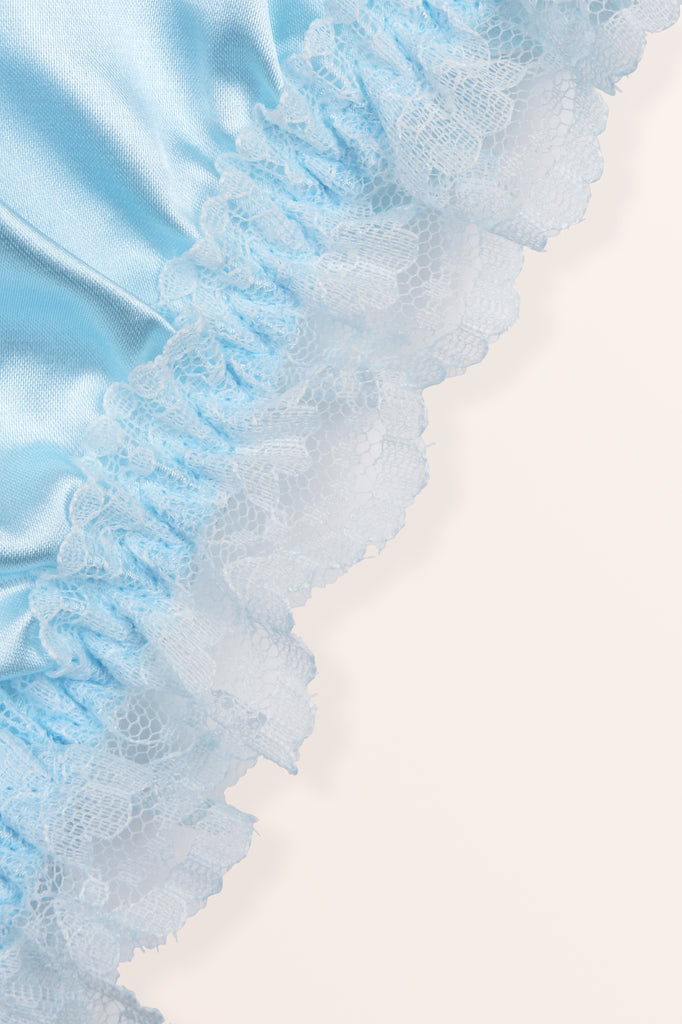 Satin Frilly Lace French Knickers - Baby Blue – BlackButterfly