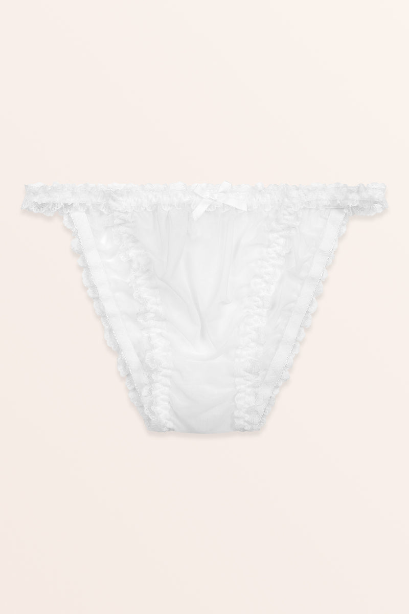 Sheer Frilly Panties - White – BlackButterfly