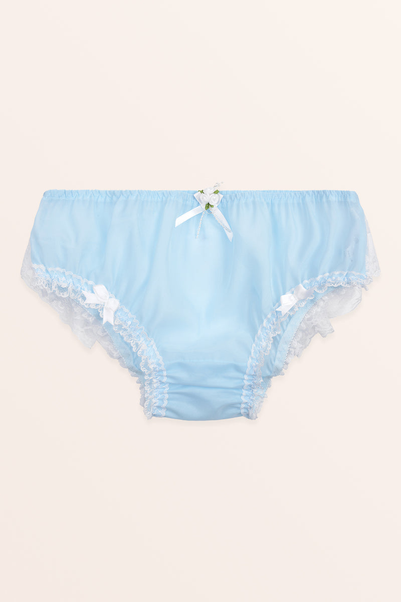 Sheer Ruffle Lace Panties - Baby Blue / White Lace – BlackButterfly