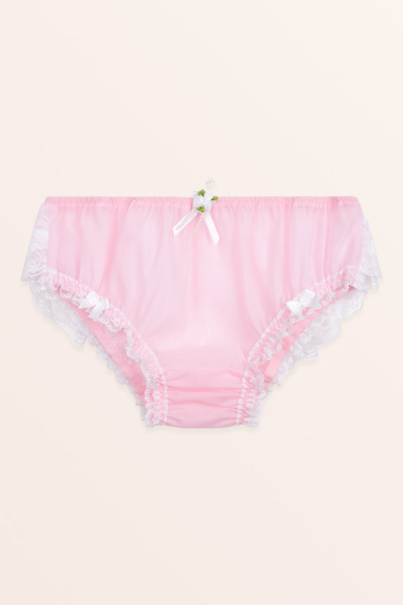 Sheer Ruffle Lace Panties - Baby Pink / White Lace – BlackButterfly