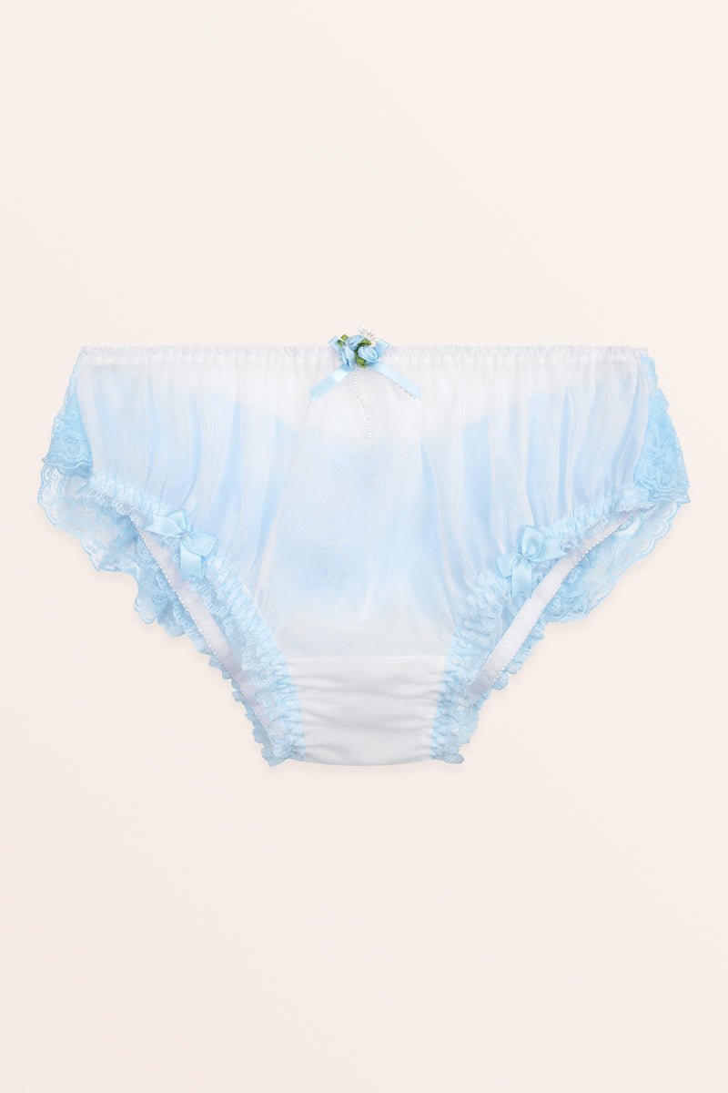 Sheer Ruffle Lace Panties - White / Baby Blue Lace – BlackButterfly